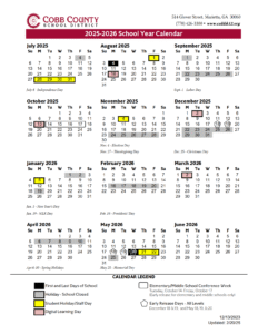 Cobb County Schools 2025-2026 Calendar (Approved)