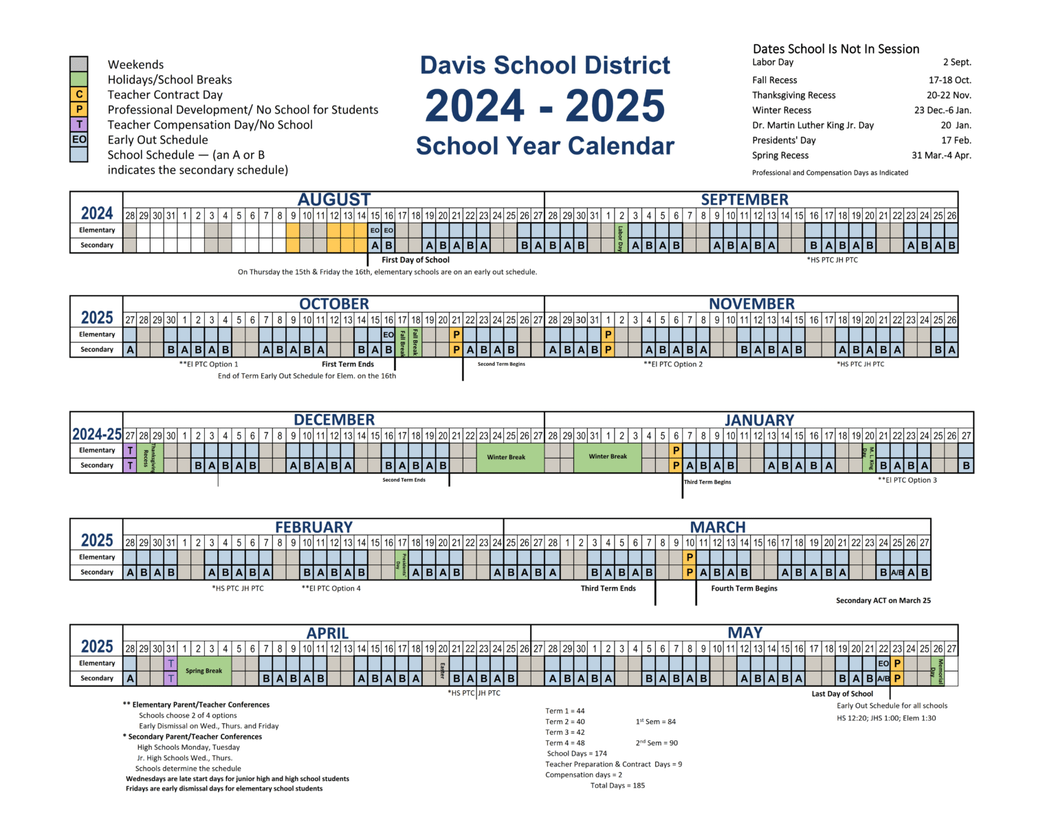Davis School District 2025–26 Parent Calendar Guide — Holidays, Key ...